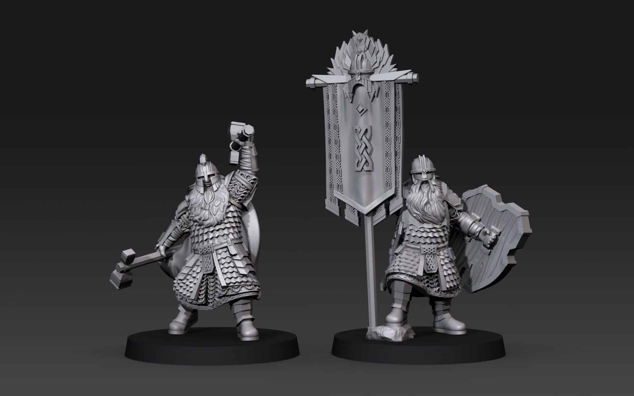 Dwarf Champion & King's Banner Bearer - Forgemaster Miniatures
