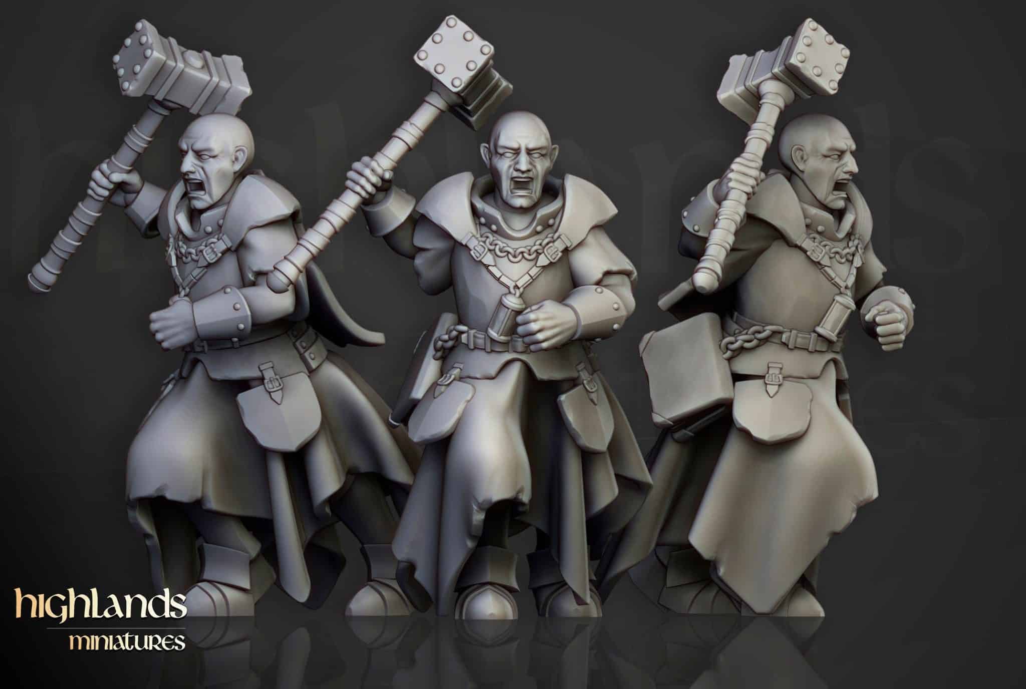 Warrior priest with war hammer b by Highlands Miniatures