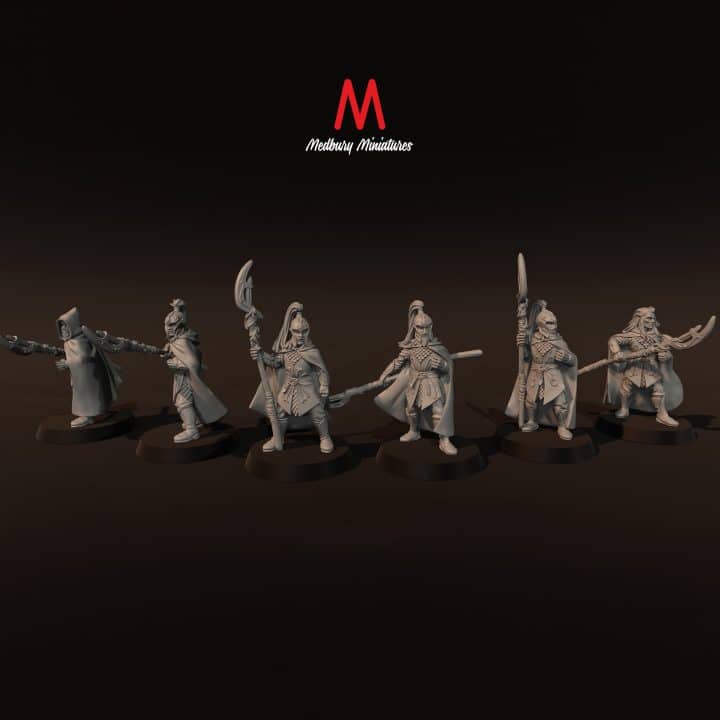 Wood Elf Spearmen with Shields by Medbury Miniatures