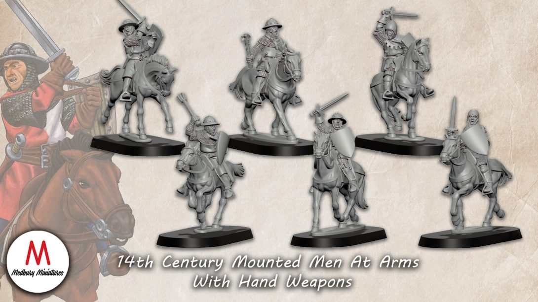 14th Century Mounted Men At Arms With Hand Weapons by Medbury Miniatures